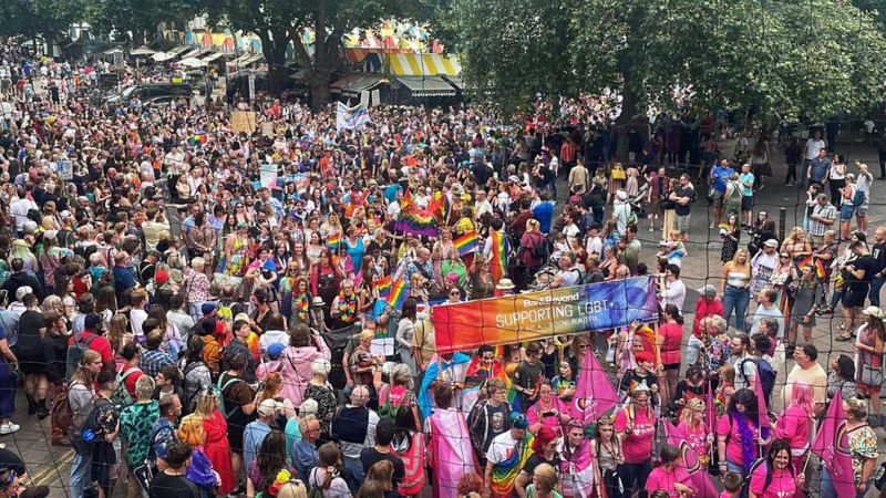 Norwich Pride march returns after Covid cancellations - BBC News