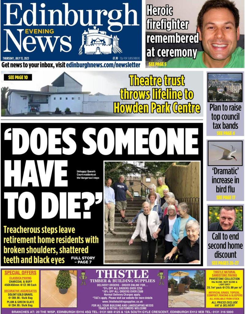 Scotland's papers: BBC presenter Huw Edwards named by wife - BBC News