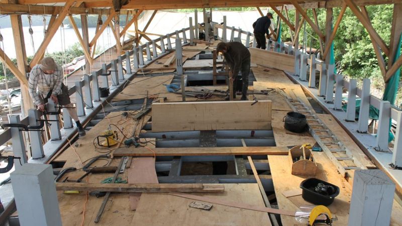 Largest wooden sailing ship being built in Truro - BBC News
