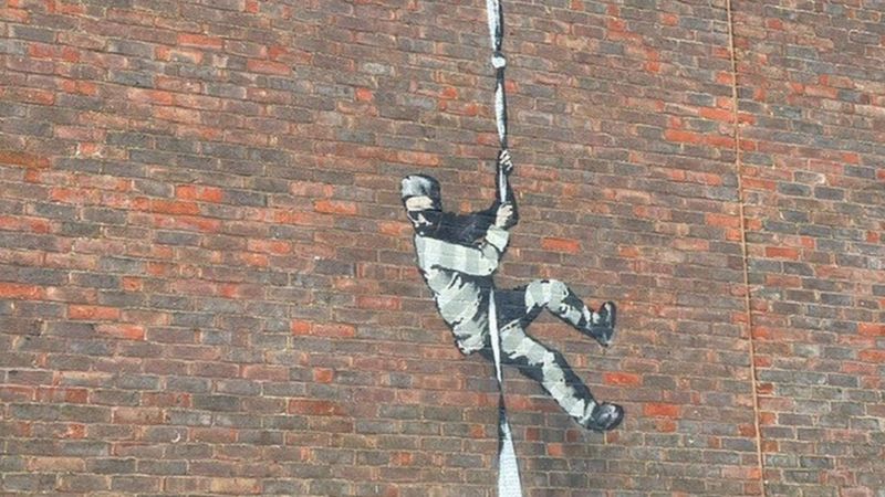 Banksy confirms escaping prisoner artwork at Reading Prison - BBC News