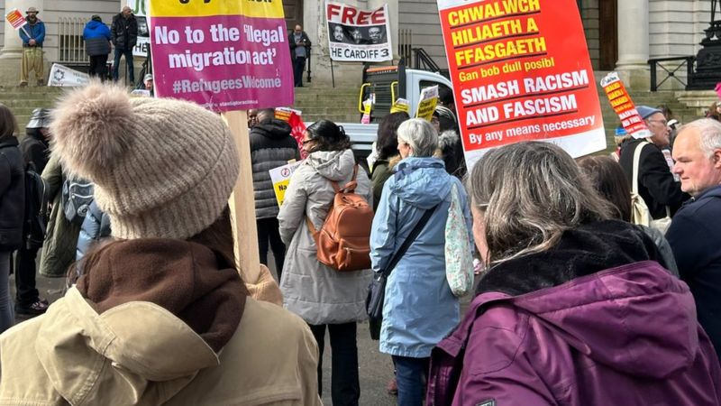 Cardiff: Hundreds protest against racism in march across city - BBC News