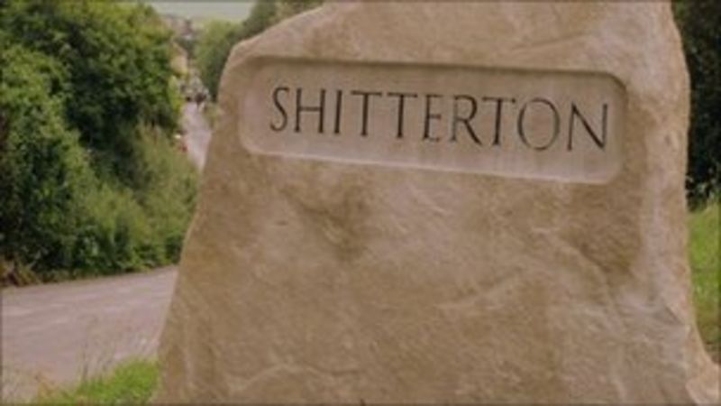 New Shitterton village sign set in stone - BBC News