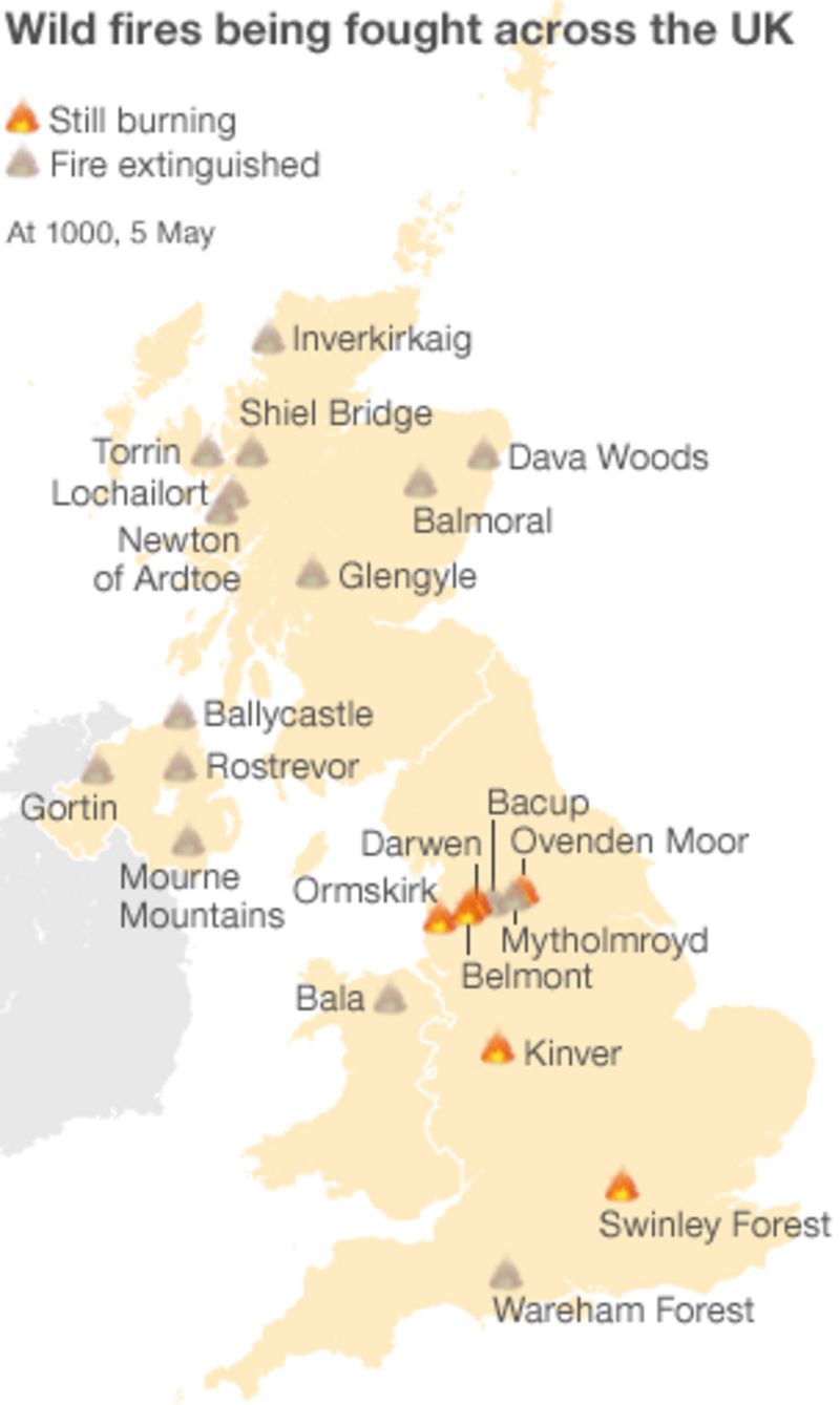 Forest fires continue to burn across UK - BBC News