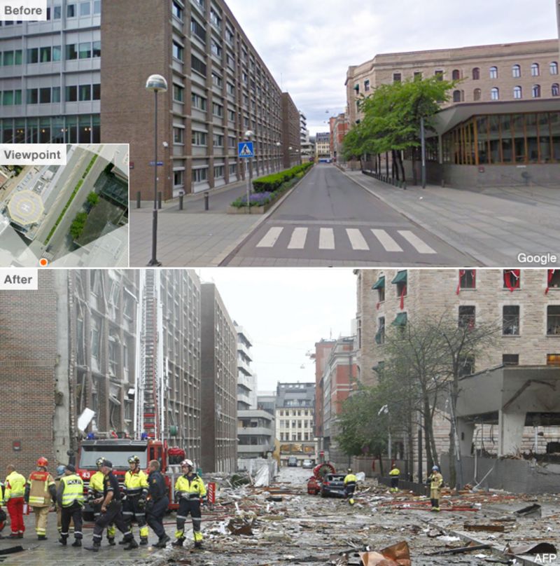 Oslo bomb attack: Before and after - BBC News