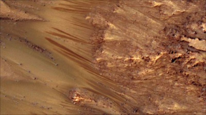 Martian salt streaks 'painted by liquid water' - BBC News