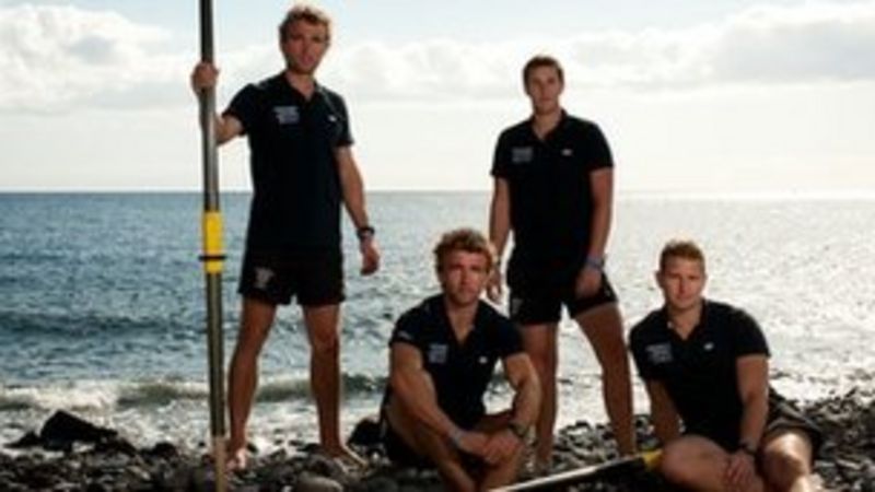 Atlantic rowers celebrate reaching Barbados - BBC News