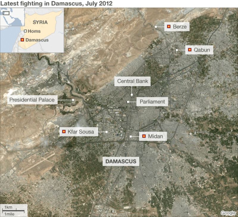 Syria conflict: Central Damascus hit by clashes - BBC News