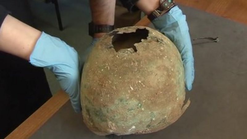 Iron Age bronze helmet found on Canterbury farmland - BBC News