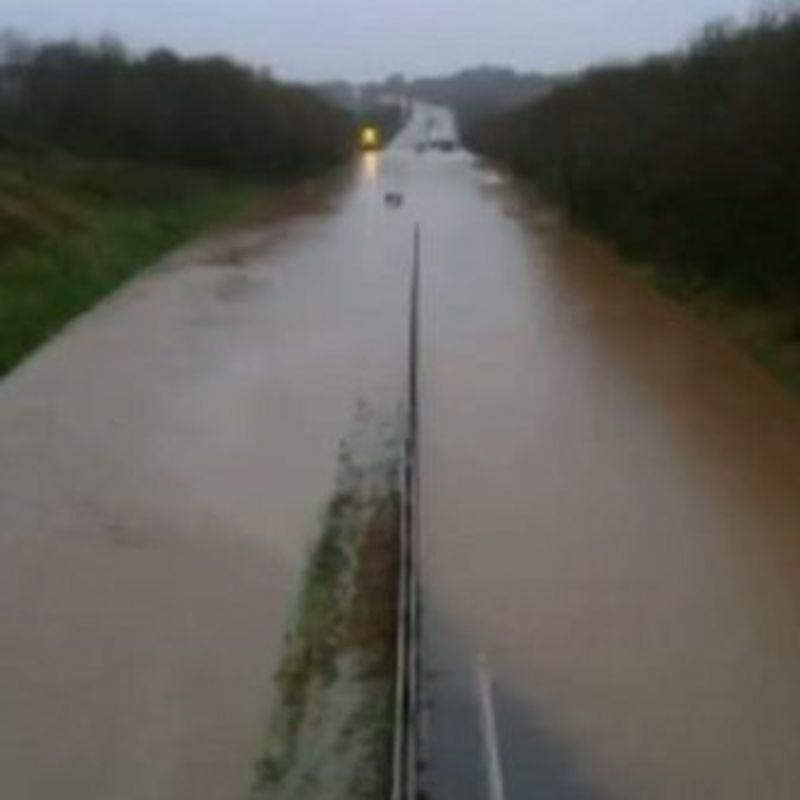 A55 flood road work gets underway near Bangor, Gwynedd - BBC News