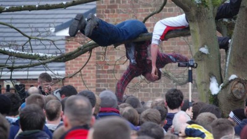 Hundreds turn out for second day of historic Shrovetide football game ...