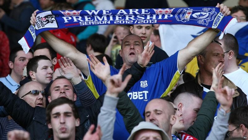 In pictures: Cardiff City fans celebrate Championship title - BBC News