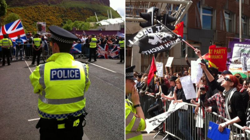 SDL and anti-fascists stage protests at Holyrood - BBC News