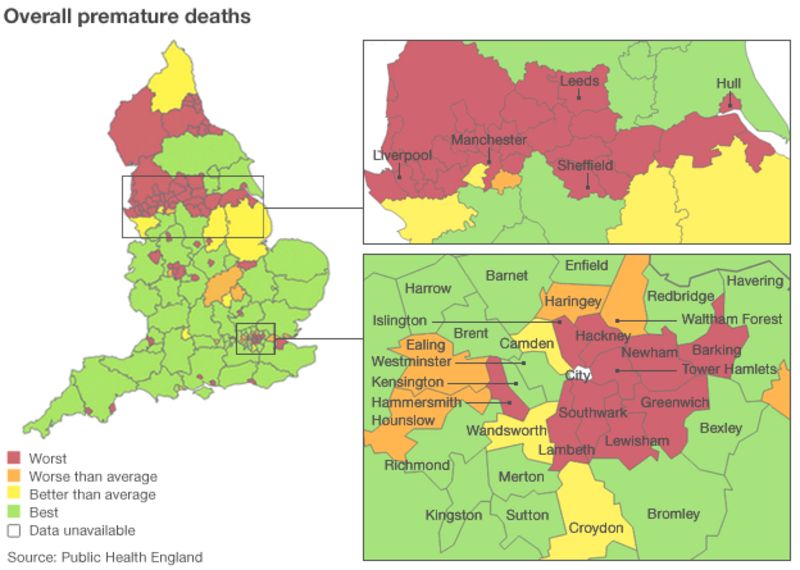 Early deaths: Regional variations 'shocking' - Hunt - BBC News