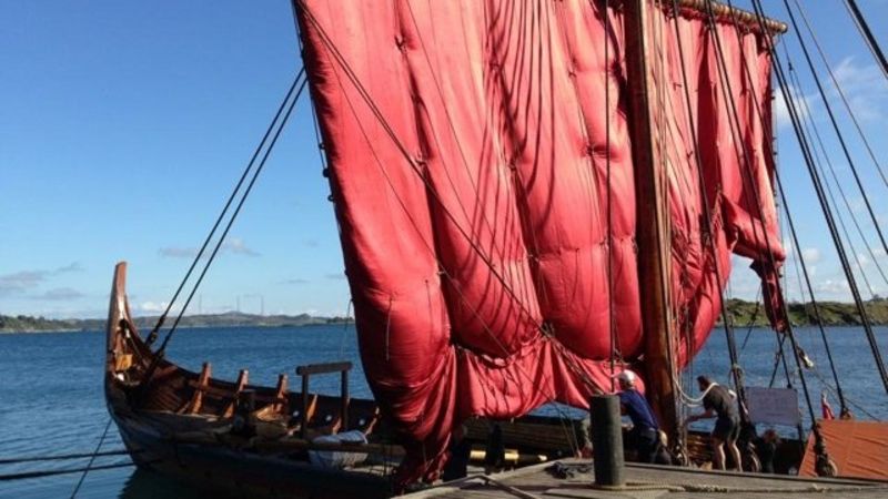 Largest replica Viking longship ever built visits Isle of Man - BBC News
