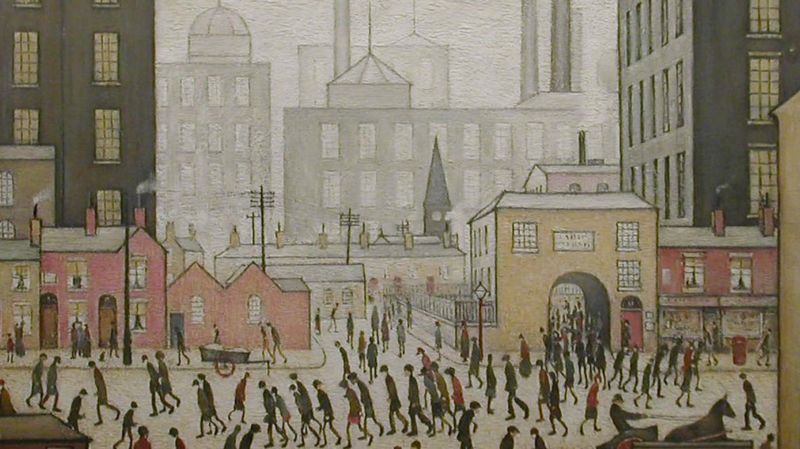 LS Lowry's Street Scene, Factory Gates sells for £50k - BBC News