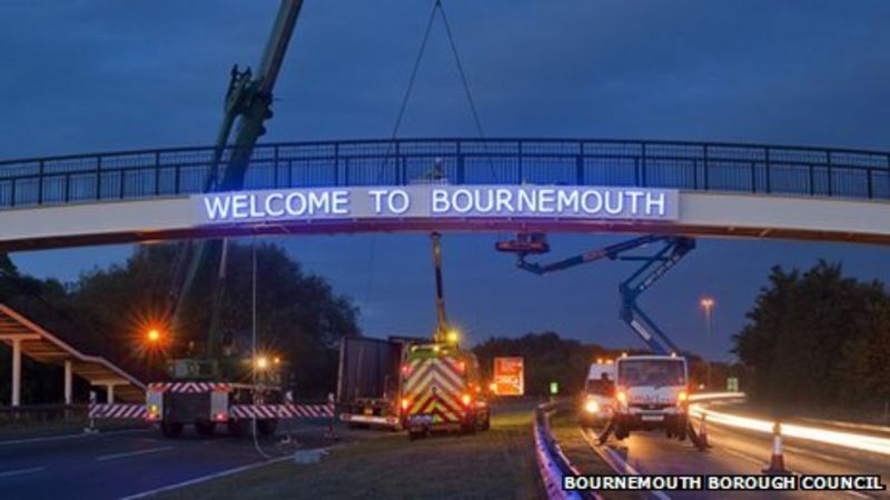 Bournemouth's £76,000 'welcome' sign completed - BBC News