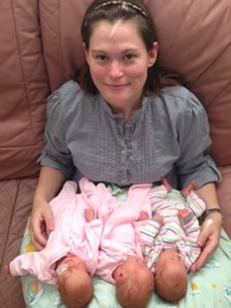 Identical triplets born against odds in Pontypool - BBC News
