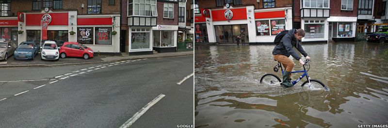 UK floods: Before and after images along the Thames - BBC News