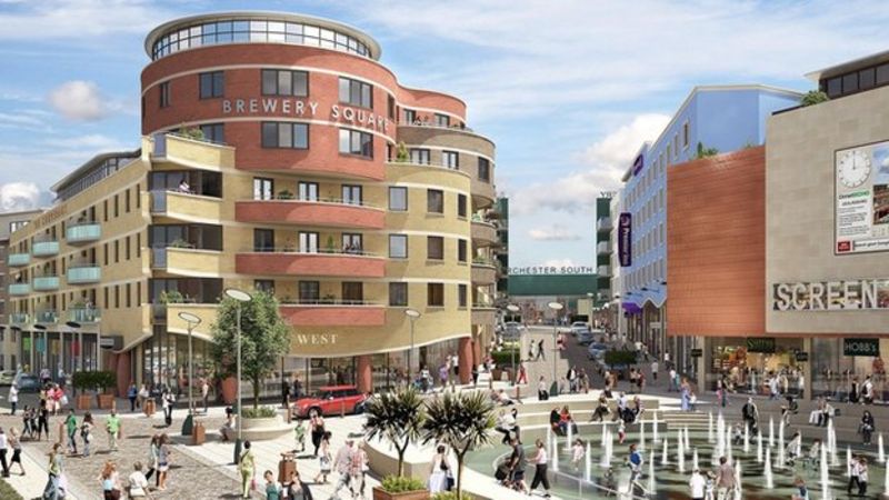 Work starts on Dorchester's Brewery Square new homes - BBC News