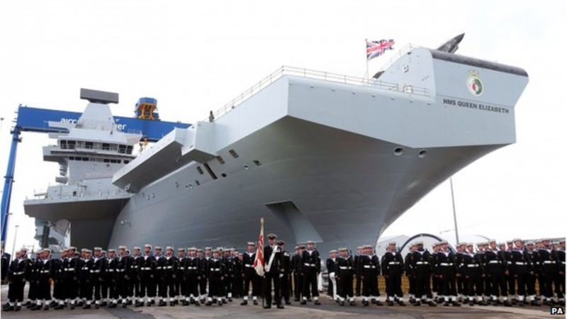 Queen names new Royal Navy aircraft carrier in Rosyth - BBC News
