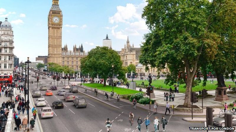 Mayor of London unveils segregated urban cycleways - BBC News