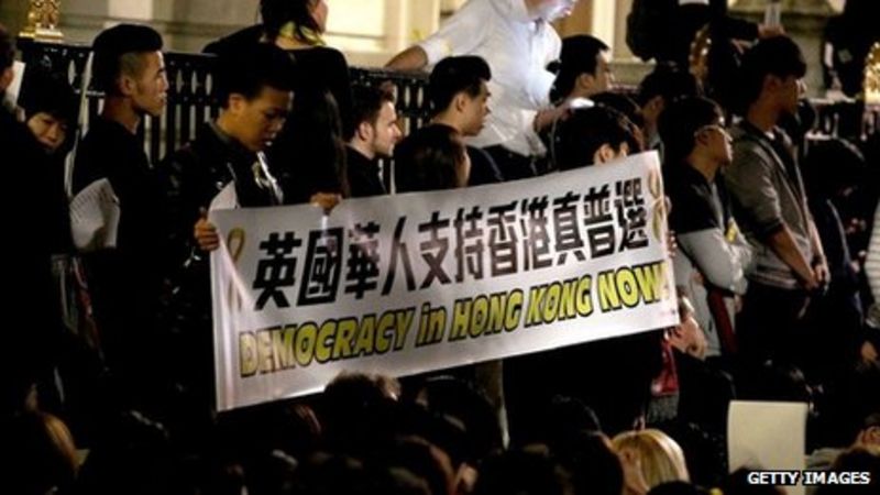 Hong Kong protest outside Chinese embassy in London - BBC News