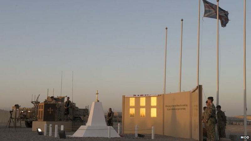 British troops hold vigil for Camp Bastion memorial wall - BBC News
