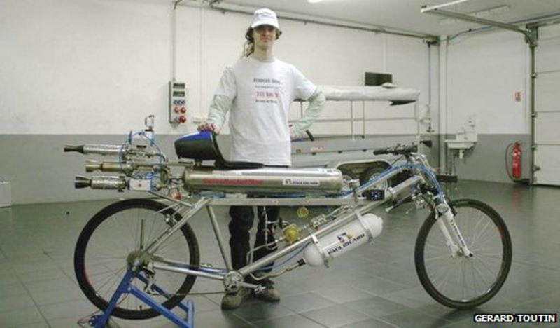 Rocket bicycle sets 207mph speed record - BBC News