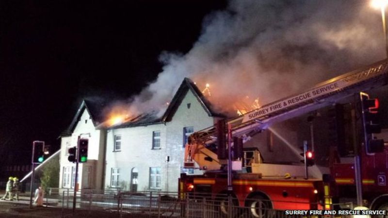 Arrest over Epsom derelict building arson attack - BBC News
