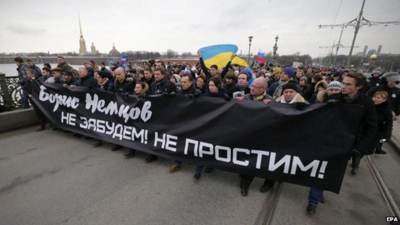 Boris Nemtsov Murder Tens Of Thousands March In Moscow Bbc News