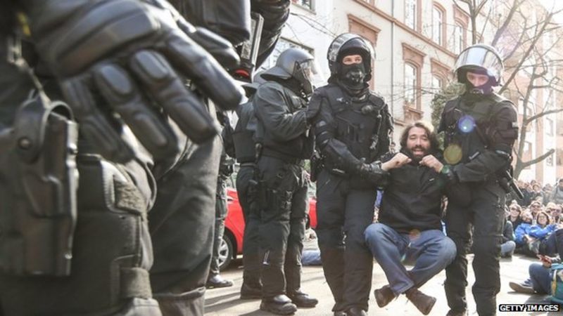 Germany riot targets new ECB headquarters in Frankfurt - BBC News