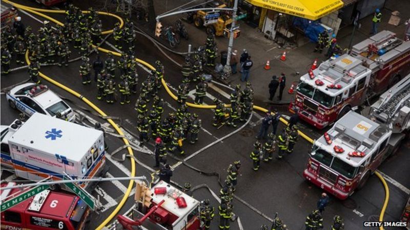 New York buildings collapse after explosion in Manhattan - BBC News