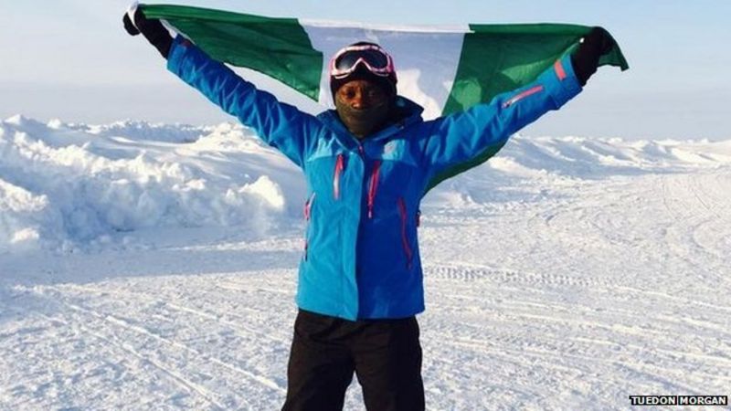 Nigerian marathon runner achieves North Pole dream - BBC News