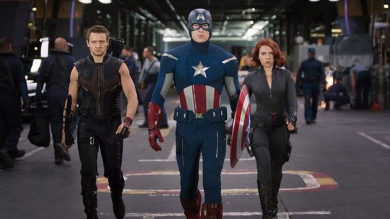 On set with the Avengers - BBC News