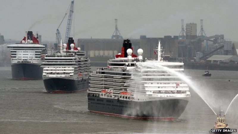 Cunard liners mark 175th anniversary in Liverpool - BBC News