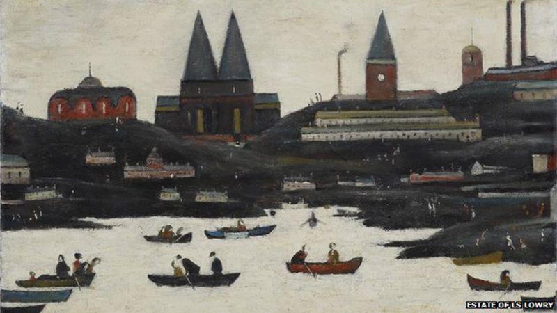 LS Lowry's Liver Buildings painting goes on show - BBC News