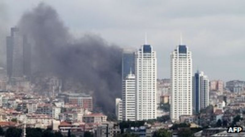 Large fire sweeps through Istanbul 42-storey building - BBC News