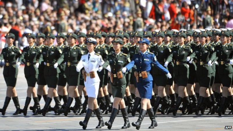 China: Female guards debut in military parade - BBC News
