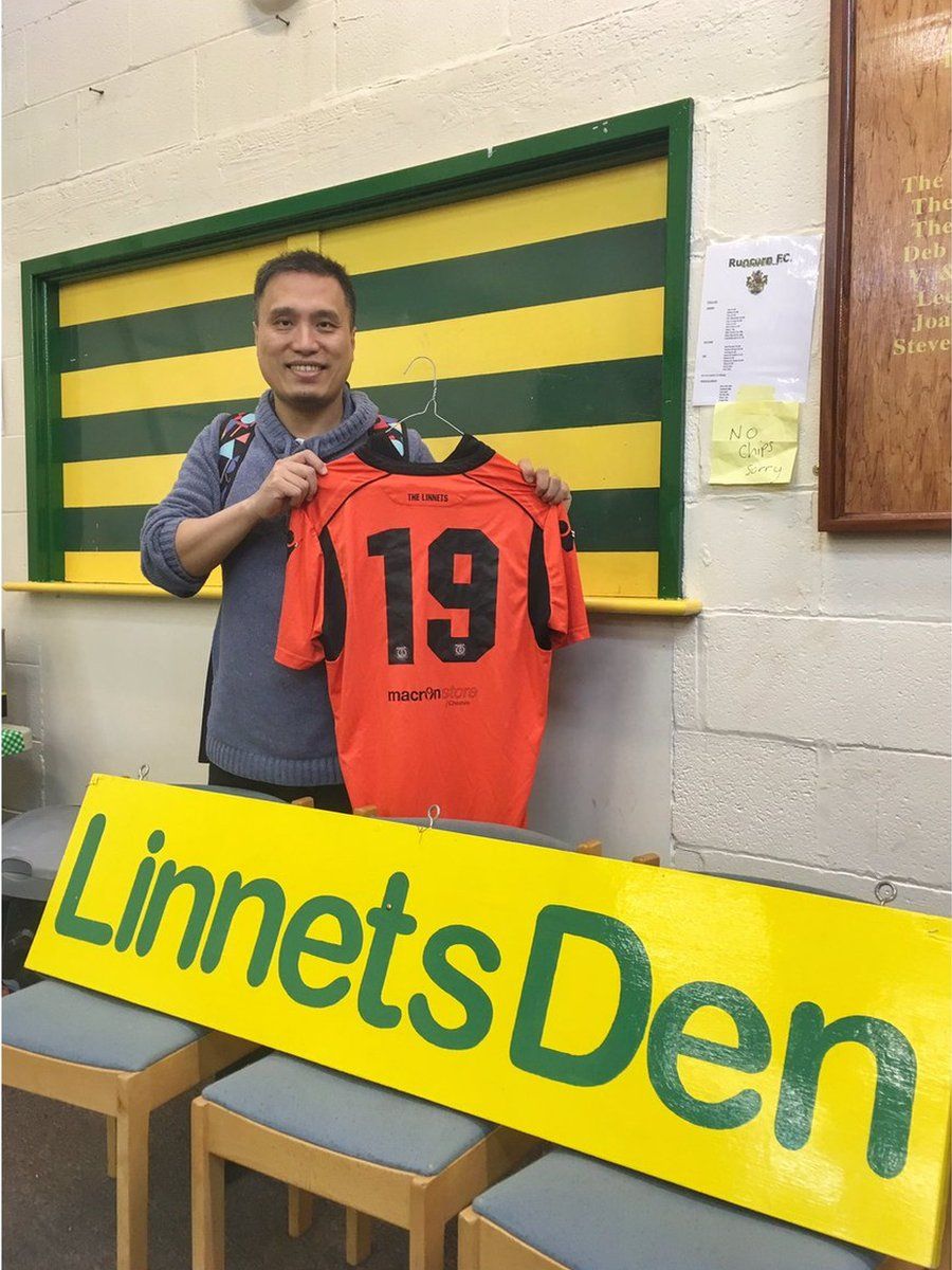 Runcorn FC Halton superfan flies family from China for visit - BBC News