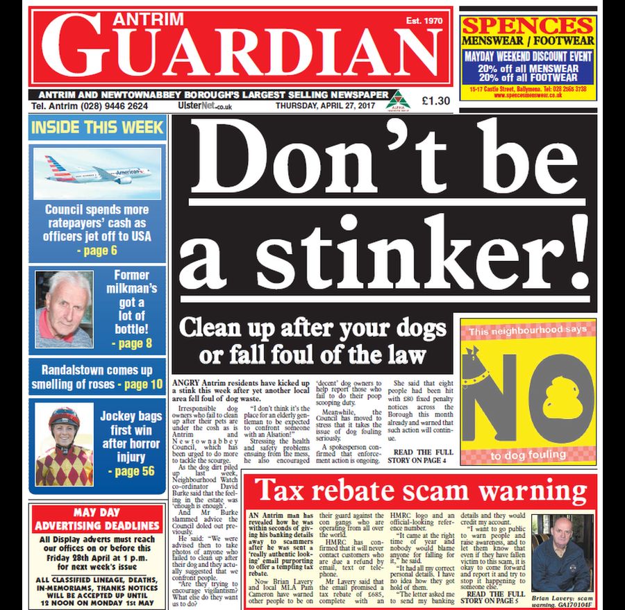 Weekly paper review: Becks, tales from the milk round and Antrim dog ...