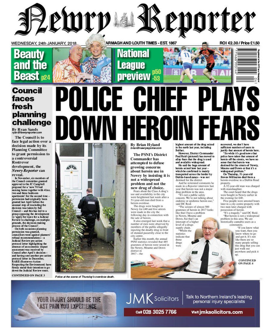 NI weekly paper review: Heroin fears and pothole perils - BBC News