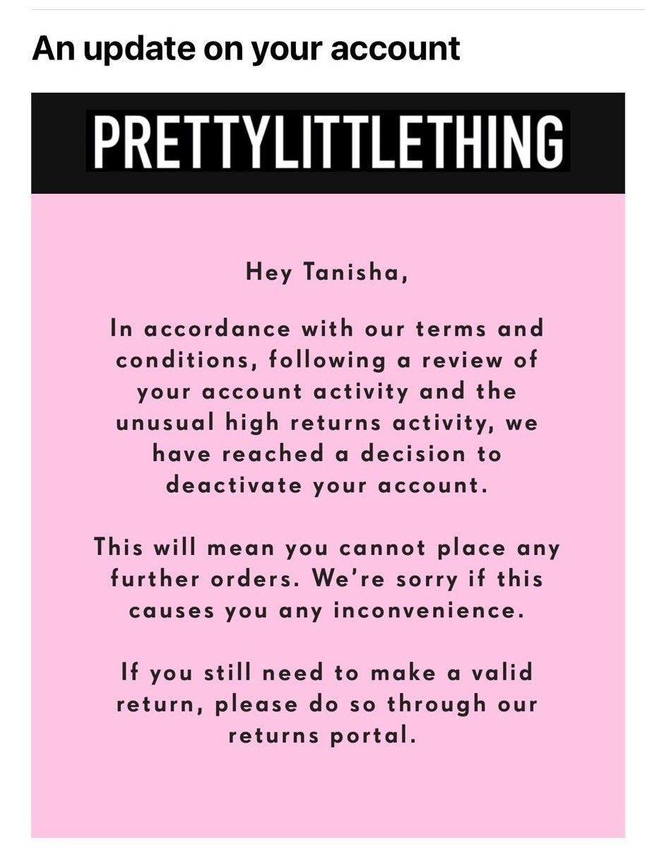 PrettyLittleThing customers upset after account ban over returns - BBC News