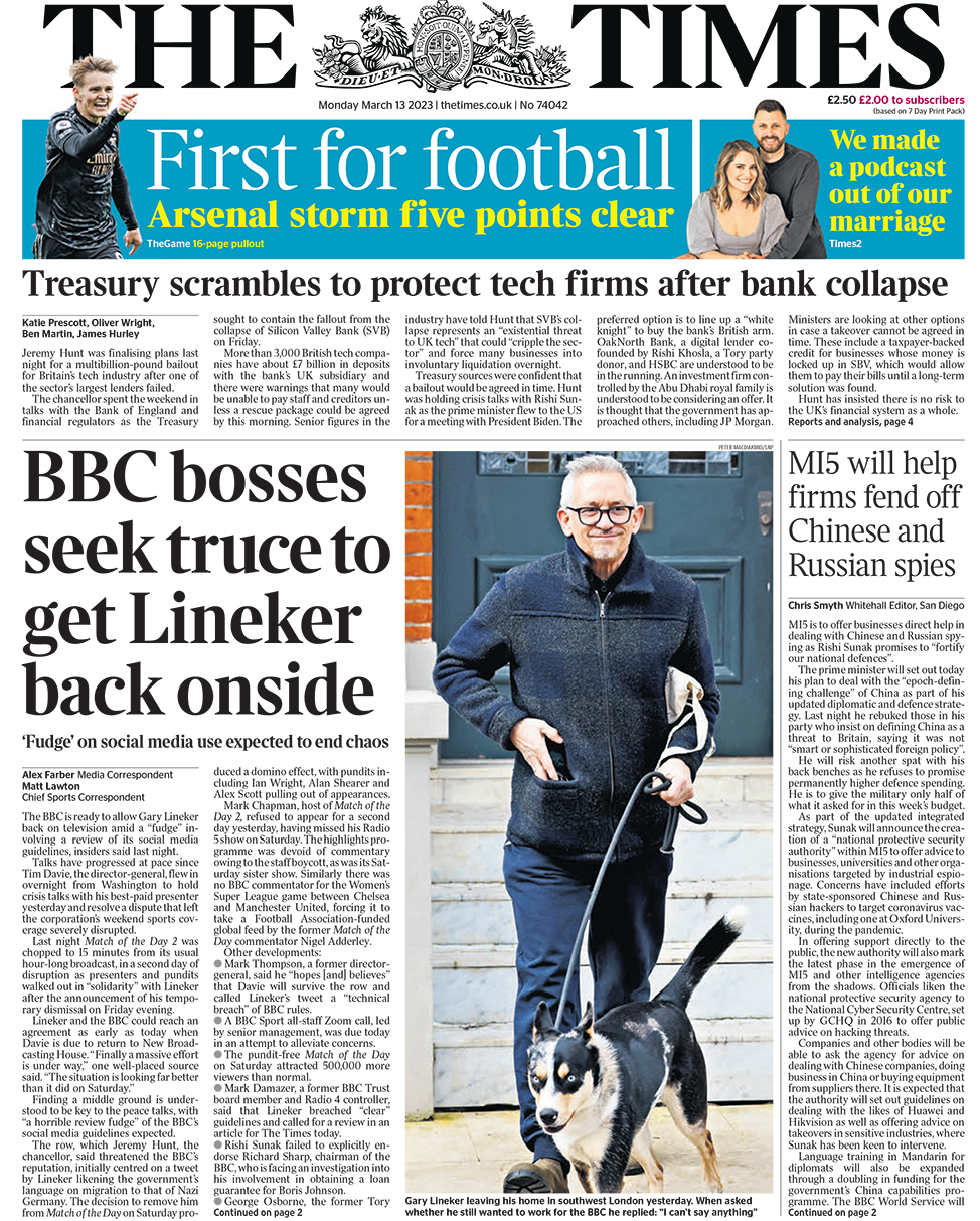Lineker 'to return' and Silicon Valley Bank collapse - BBC News