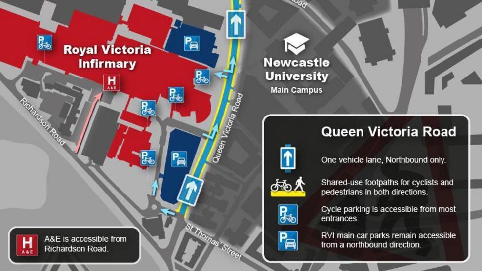 One-way traffic restrictions begin outside Newcastle's RVI - BBC News