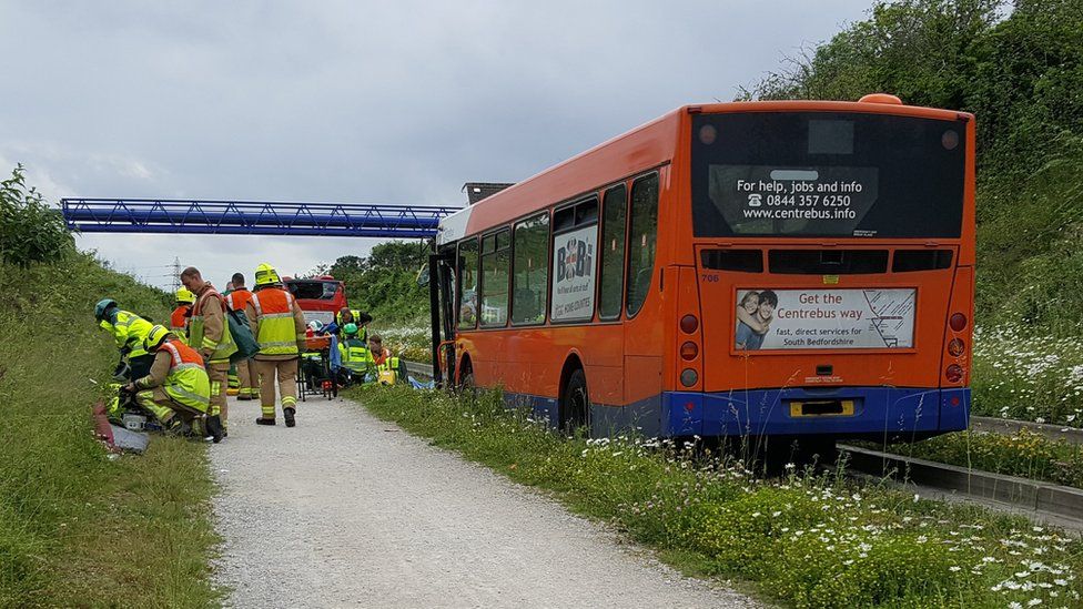 Seventeen people hurt as two buses collide in Luton - BBC News