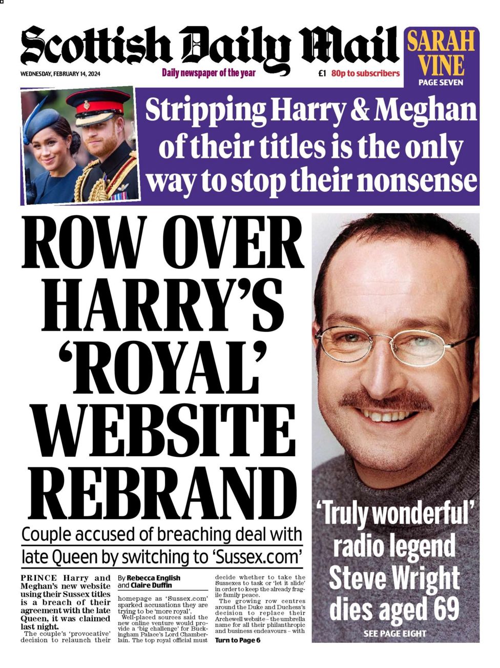 Scotland's papers: Ferries costs soar and death of DJ Wright - BBC News