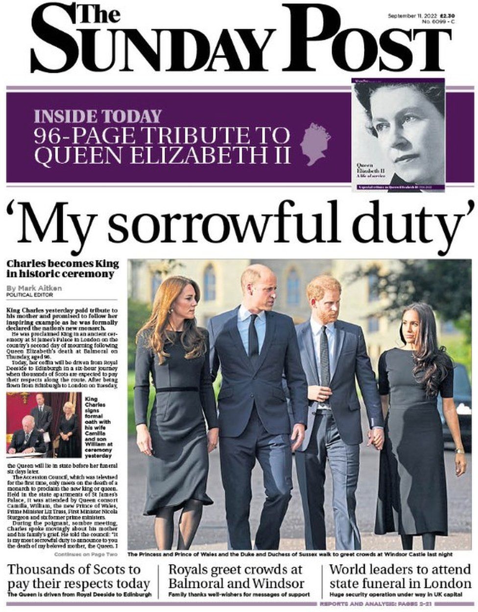Scotland's papers: 'Reunited in grief' ahead of Queen's final journey ...