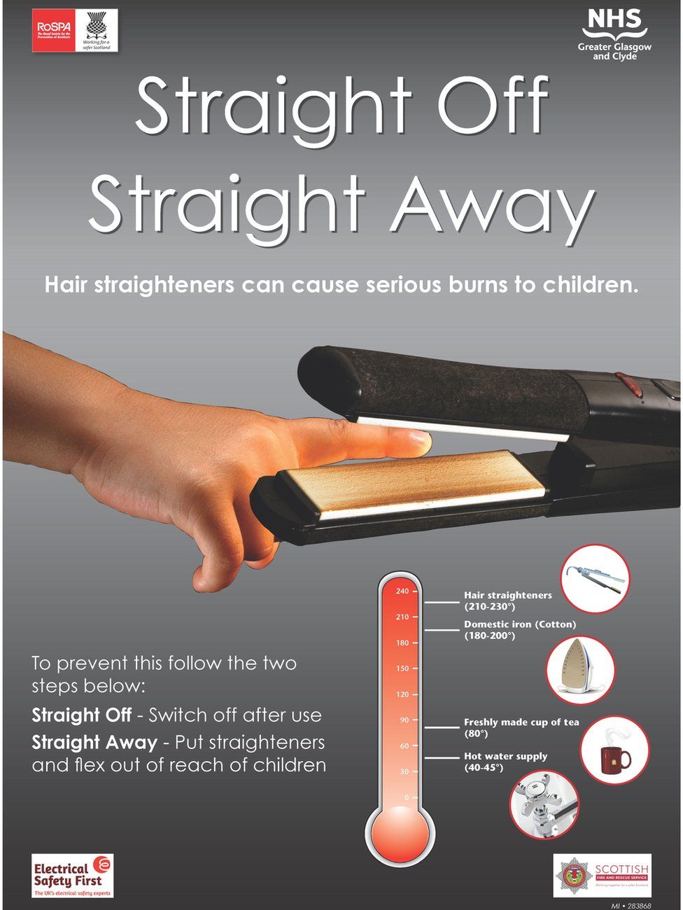 Rospa poster appeal over dangers of hair straighteners - BBC News