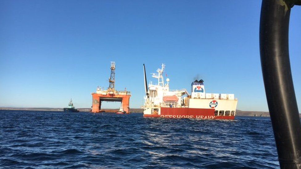 Attempt to be made to float rig to transport ship Hawk - BBC News