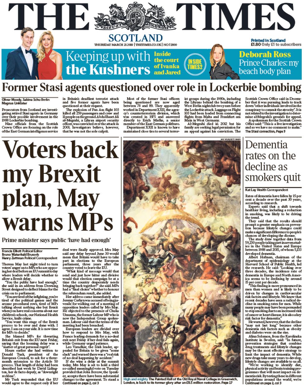 Scotland's papers: Prime Minister's Brexit 'blame game' - BBC News